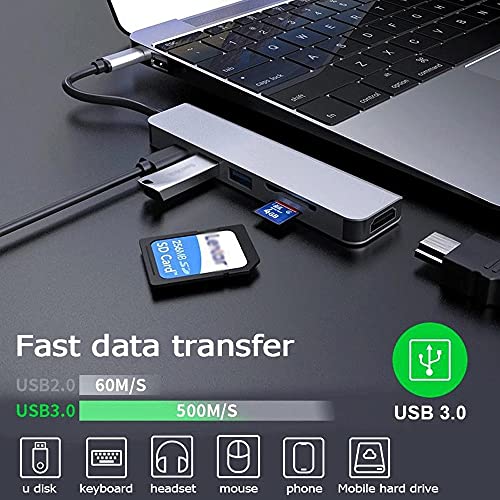 HOUKAI USB HUB C Adapter 6 in 1 USB C to USB 3.0 HDMI-Compatible Dock USB-C Type C 3.0 Splitter