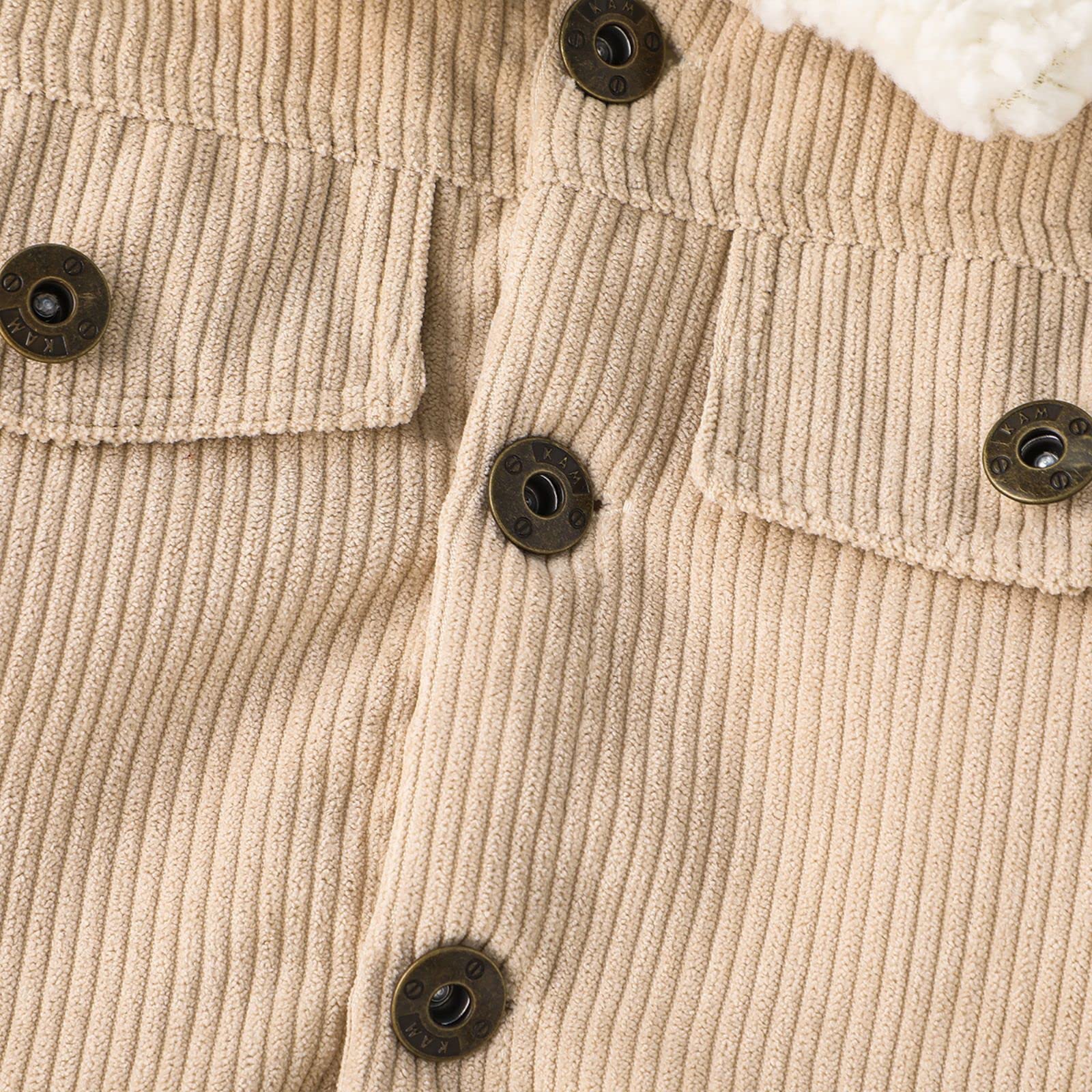 Noubeau Baby Boys Girls Corduroy Trucker Jacket Kids Toddler Sherpa Lined Top Lapel Button Down Thicked Warm Coat Winter Outerwear(Jacket-1,6-9 Months)