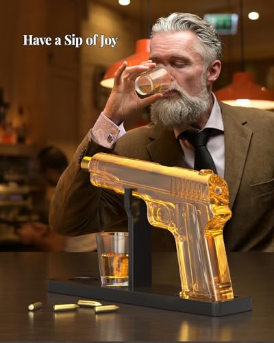 Gifts for Men Dad, 10.1 Oz Whiskey Decanter Set with 2 Glasses, Unique Dad Birthday Gift Ideas from Daughter Son, Personalized Liquor Dispenser for Liquor Scotch Bourbon Vodka