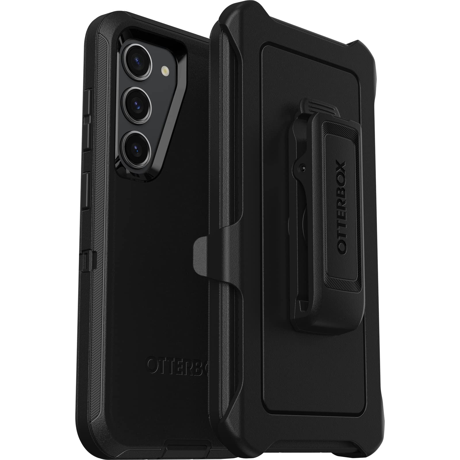 OtterBox Galaxy S23+ Defender Series Case - Single Unit Ships in Polybag, Ideal for Business Customers - BLACK, rugged & durable, with port protection, includes holster clip kickstand