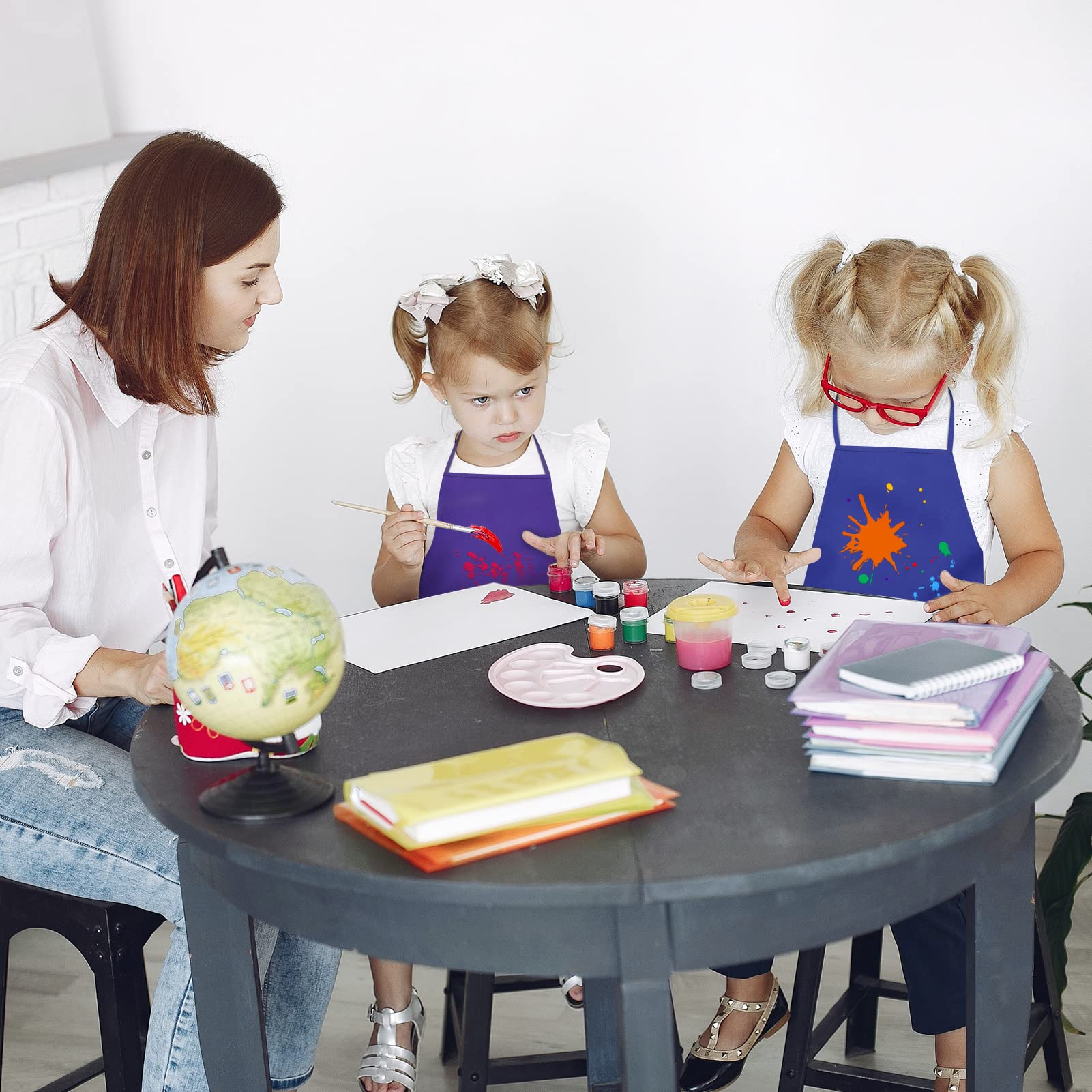 IMERAGO 12 Pcs 12 Colors Kids Aprons Children Art Painting Aprons for Age 3-6 Kitchen Classroom Cooking Baking