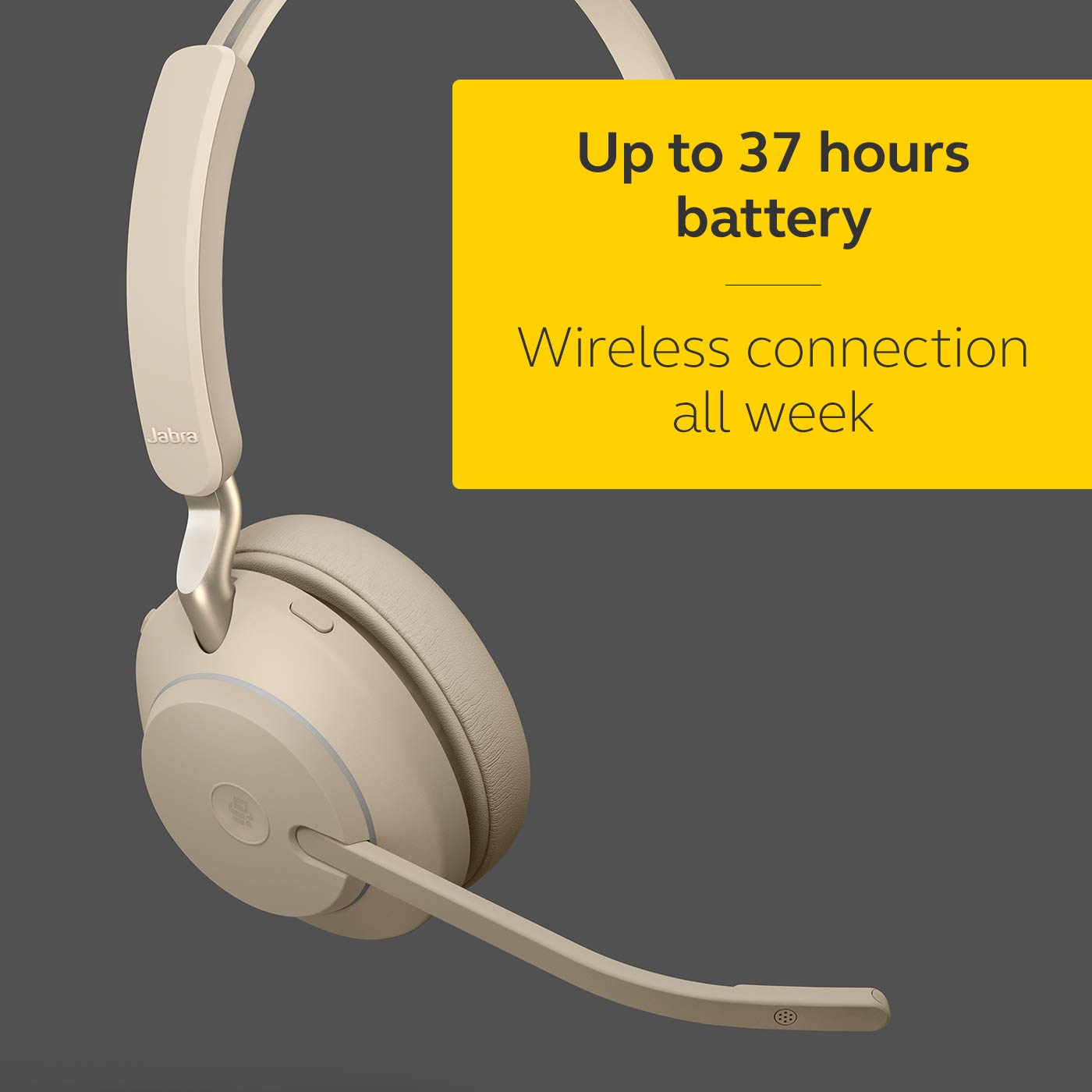 Jabra Evolve2 65 USB-C MS Mono with Charging Stand - Beige Wireless Headset/Music Headphones