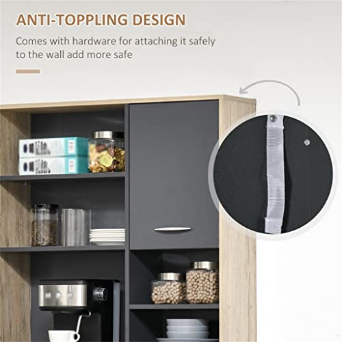 SEASD 67" Freestanding Buffet, Kitchen Storage Cabinet with 3 Drawers, Cable Management, 4 Cubbies and 2 Cabinets.