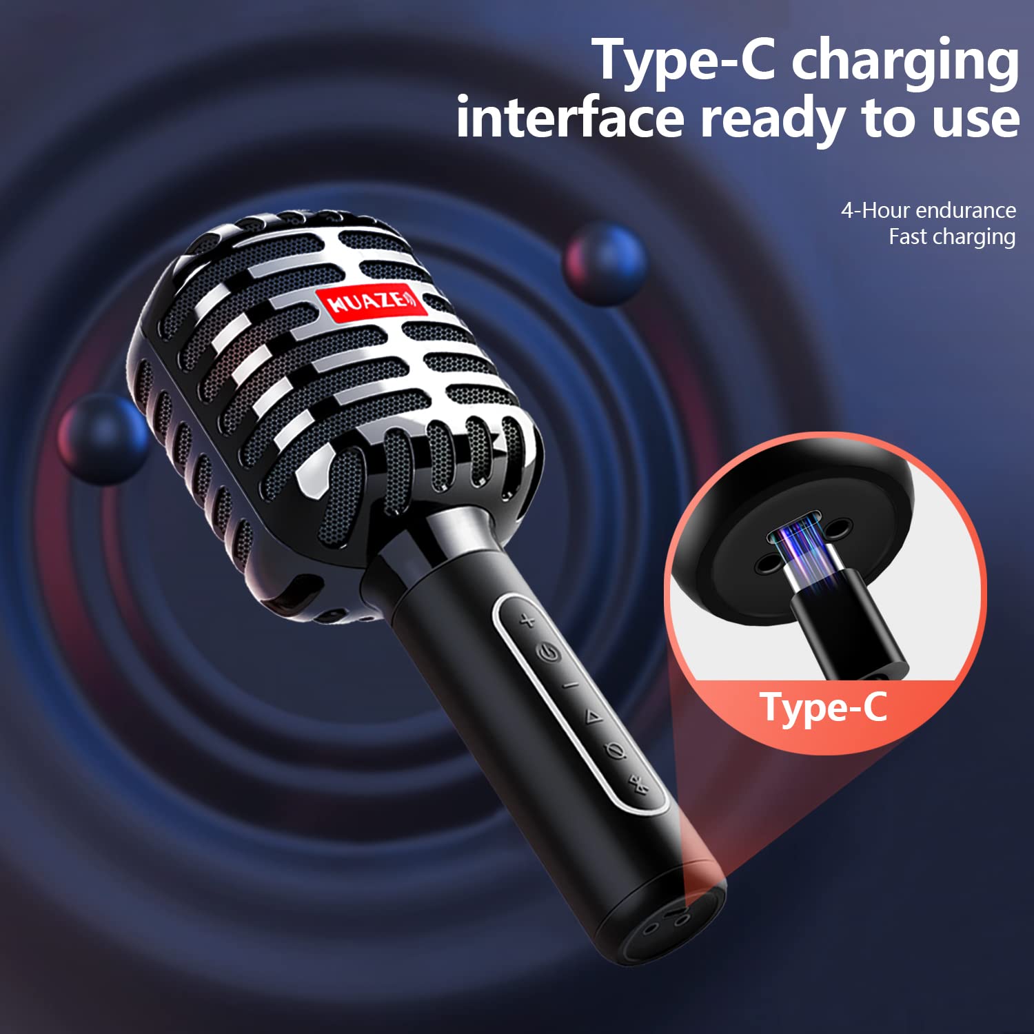 HUAZE Wireless Bluetooth Karaoke Microphone Portable Handheld Karaoke Singing Speaker Microphone Mini Karaoke Machine System for Kids and Adults Connected PC Devices Smart TV/All Smart Phones