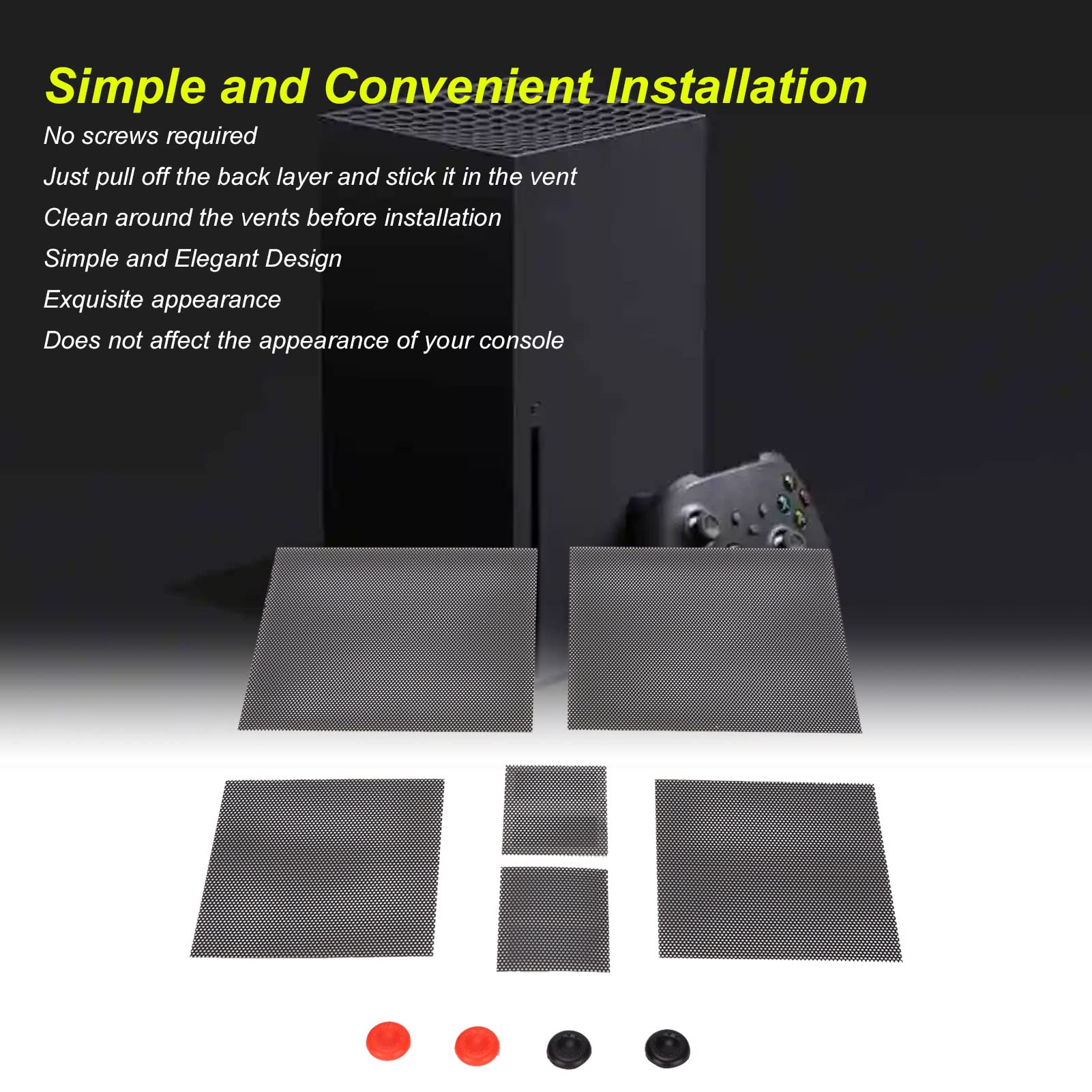 Mesh dust Filter, PVC Material Ventilation, Gaming dust Filter Cover, Small Holes with 4 Silicone Jaws for Game Consoles