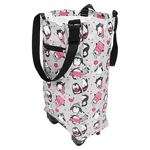 Household Grocery Carts, Practical Washable Grocery Foldable Trolley Large Storage Space Foldable for Camping