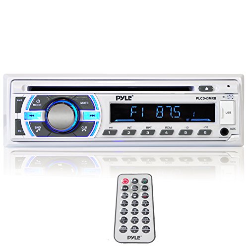 Pyle Boat Bluetooth Marine Stereo Receiver - Marine Head Unit Din Single Stereo Speaker Receiver - Wireless Music Streaming/Hands-Free Calling/CD Player/MP3/USB/AUX/ marine AM FM Radio -PLCD43MRB