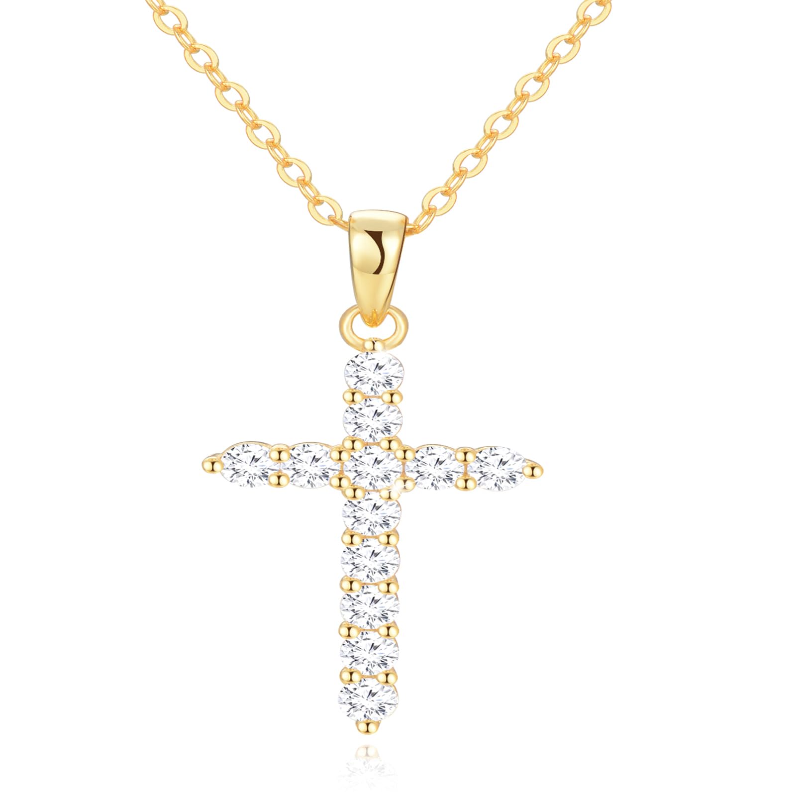 Gold Cross Necklaces for Women Gold Diamond Cross Neckclace Cubic Zirconia,Womens Cross Necklace Gold Silver Cross Pendant Cross Gold Necklace for Women Woman Faith Jewelry