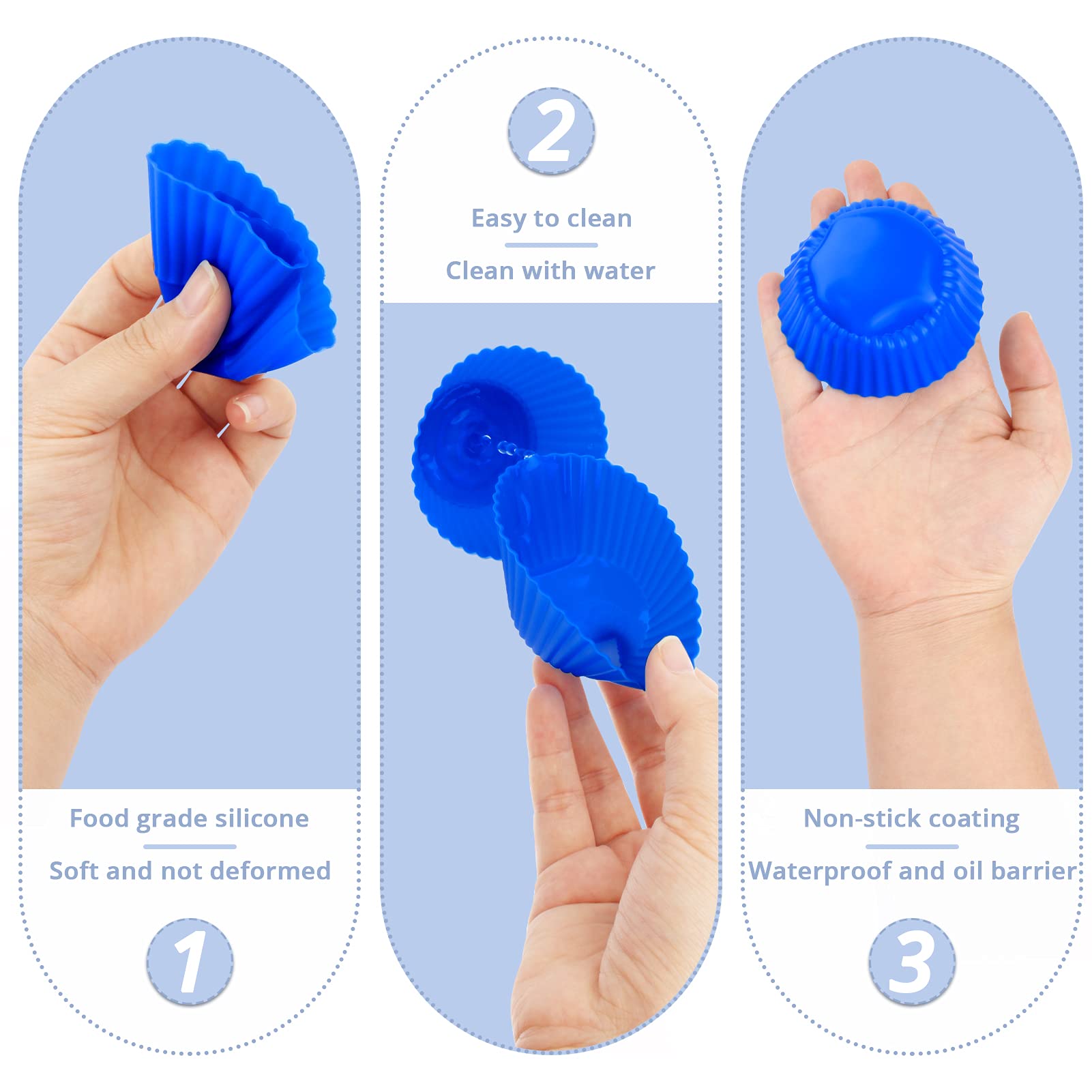 KUFUNG 9 Pack Silicone Cupcakes Liners, Reusable Non Stick Silicone Cupcake Baking Cups, Standard Size Silicone Baking Cups For Cupcake, Muffins (7 cm, Multicolor)