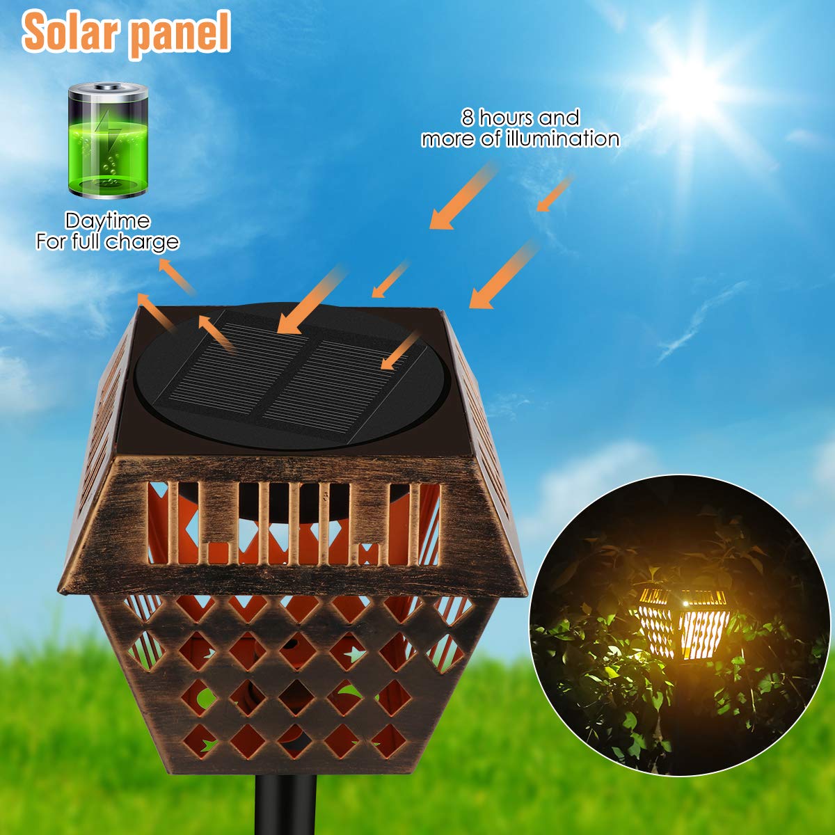 GOLDEN AUTUMN Solar Pathway Lights,Garden Solar Lights,Outdoor Lights Solar Powered,Solar Lights Outdoor, Used for Sidewalks, driveways, terraces. 6PACKF