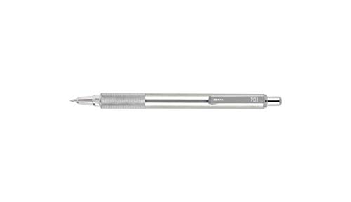 Zebra F-701 Stainless Steel Ballpoint Retractable Pen Medium Point, 0.7mm, Black Ink, 2-Count Bundle with 6 Pen Refills, 0.7mm