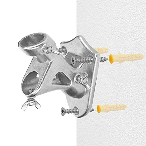 LOMETY Stainless Steel Heavy Duty Flag Pole Holder,Wall Mount House & Estate Flag Pole Bracket, Flag Pole mounting Bracket 2 Positions for 1“ Flag Pole (Silver)