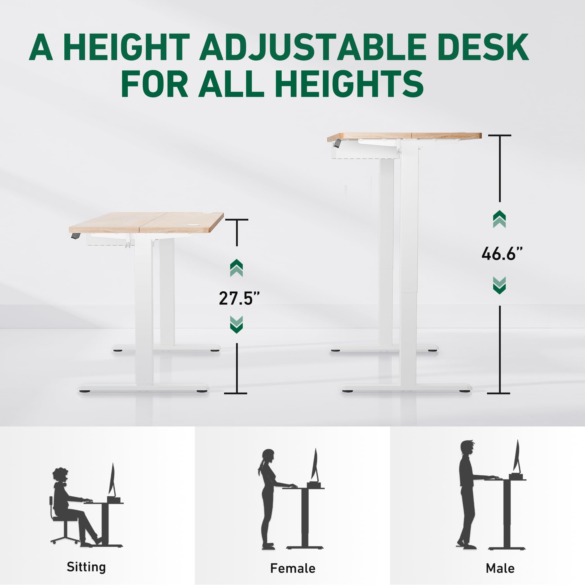 FEZIBO 48 x 24 Inches Standing Desk with Drawer, Adjustable Height Electric Stand up Desk with Storage, Sit Stand Home Office Desk, Ergonomic Computer Desk, Maple