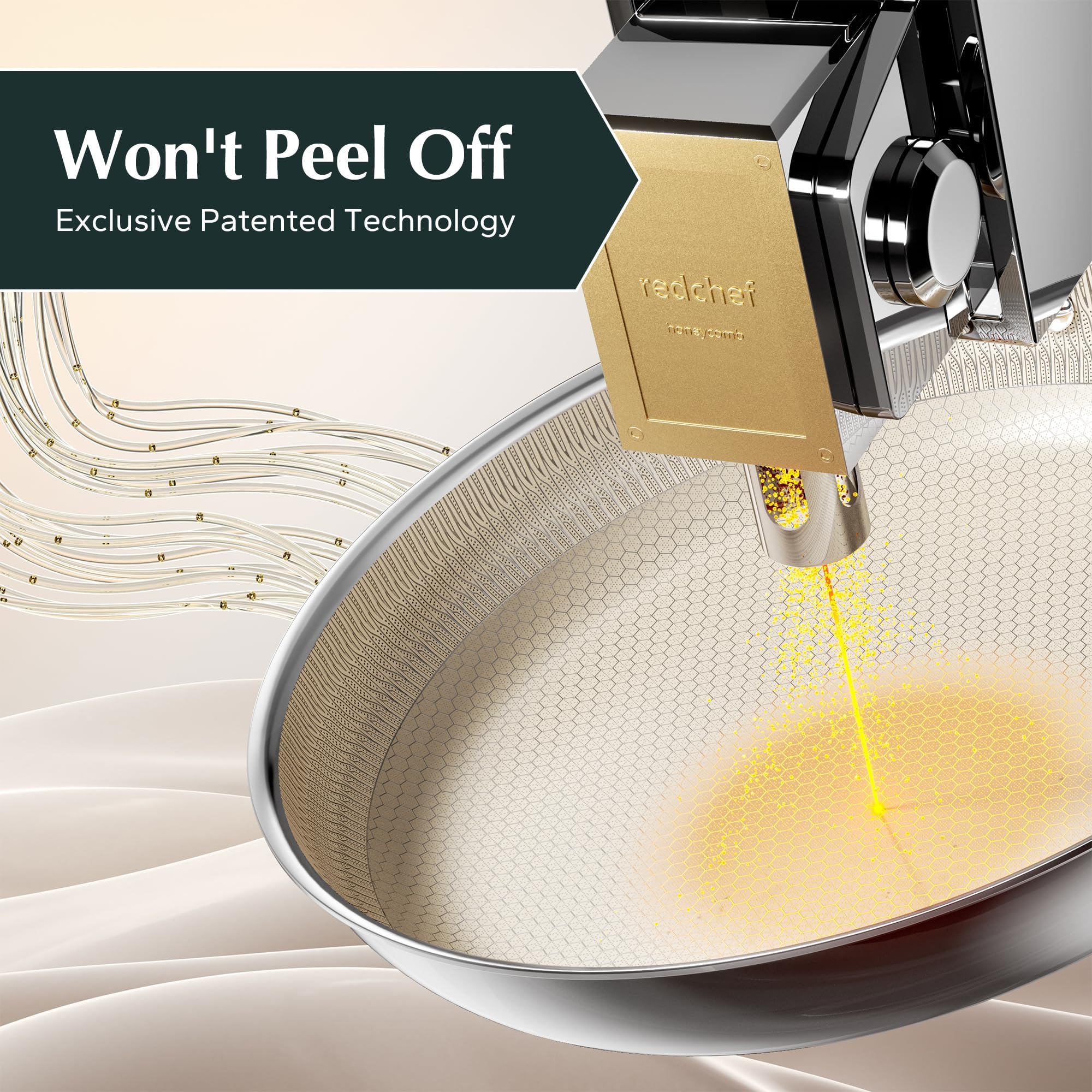 Redchef Non Stick Frying Pans Set, Hybrid Ceramic Frying Pan Set 2 Piece, 8, 10 Inch, Nonstick Skillet with Stay-Cool Handle, Non Toxic, PFAS PFOA & PTFE Free, Dishwasher Safe