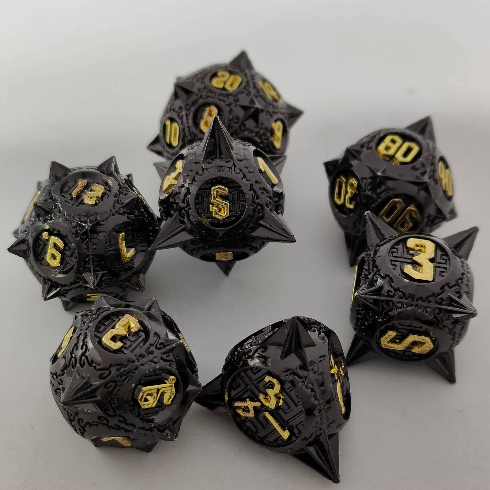 Metal Dice Set Round Polyhedral Rpg Dice 7 Large Dice Accessories Character Dressing Dice Game D&D Mtg Warhammer Pathfinder D4 D6 D8 D10 D10% D12 D20 Set Dice Pack Copper