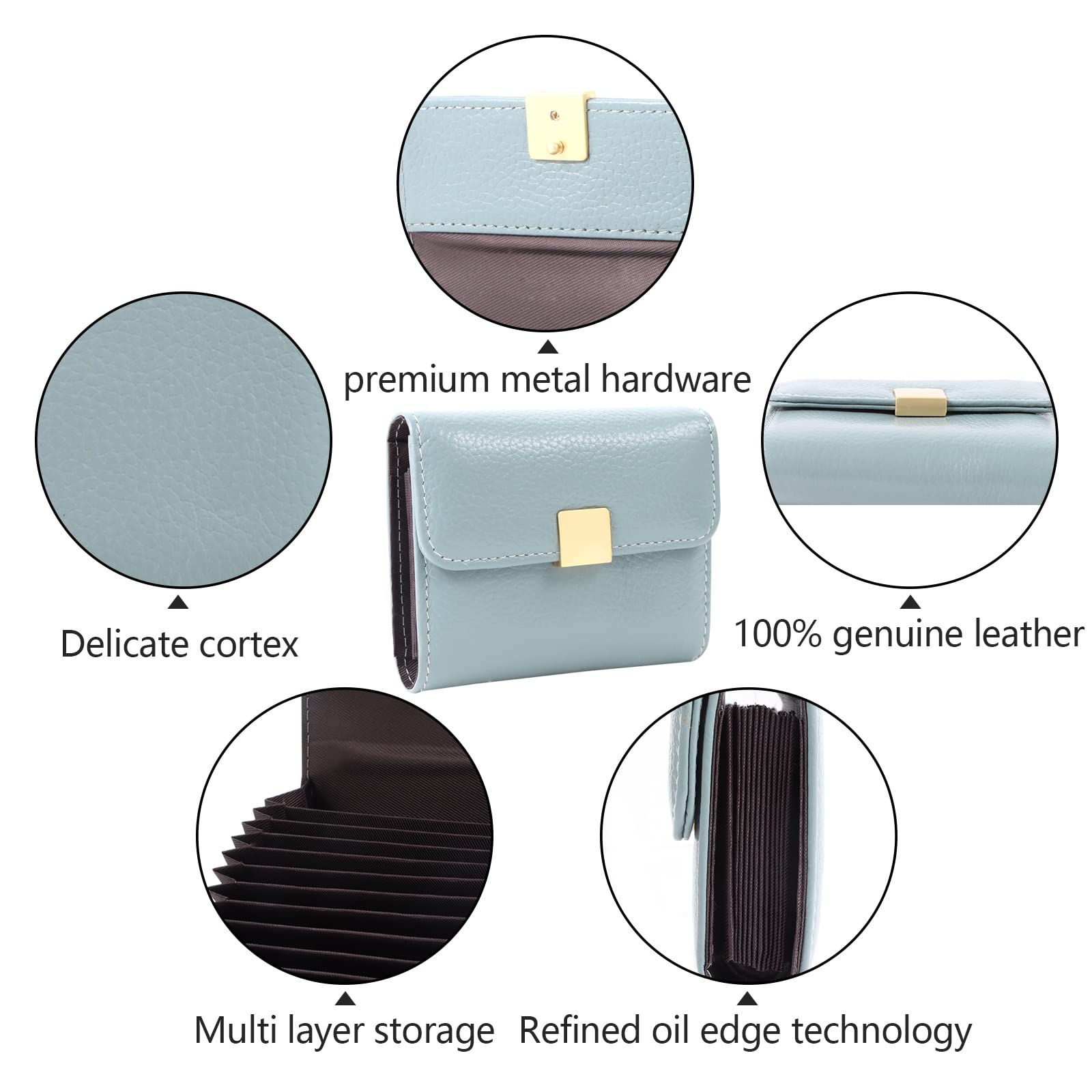 EXT-FAN Credit Card Holders RFID Small Wallet for Women Envelope System Purse Compact Card Cases & Money Organizers (Aqua Blue)