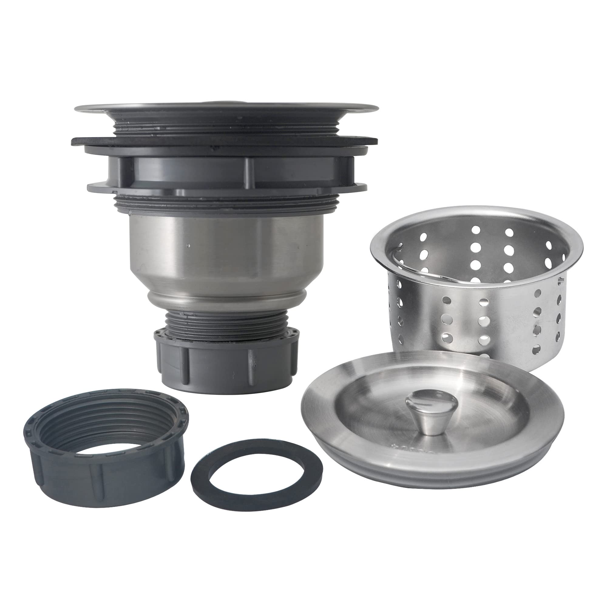 LYNNADO Sink Strainer Kitchen Sink Drain Assembly Kit 3-1/2 Inch with Kitchen Sink Drain Basket,304 Stainless Steel Sink Stopper & Cover Lid,Stainless Steel Brushed