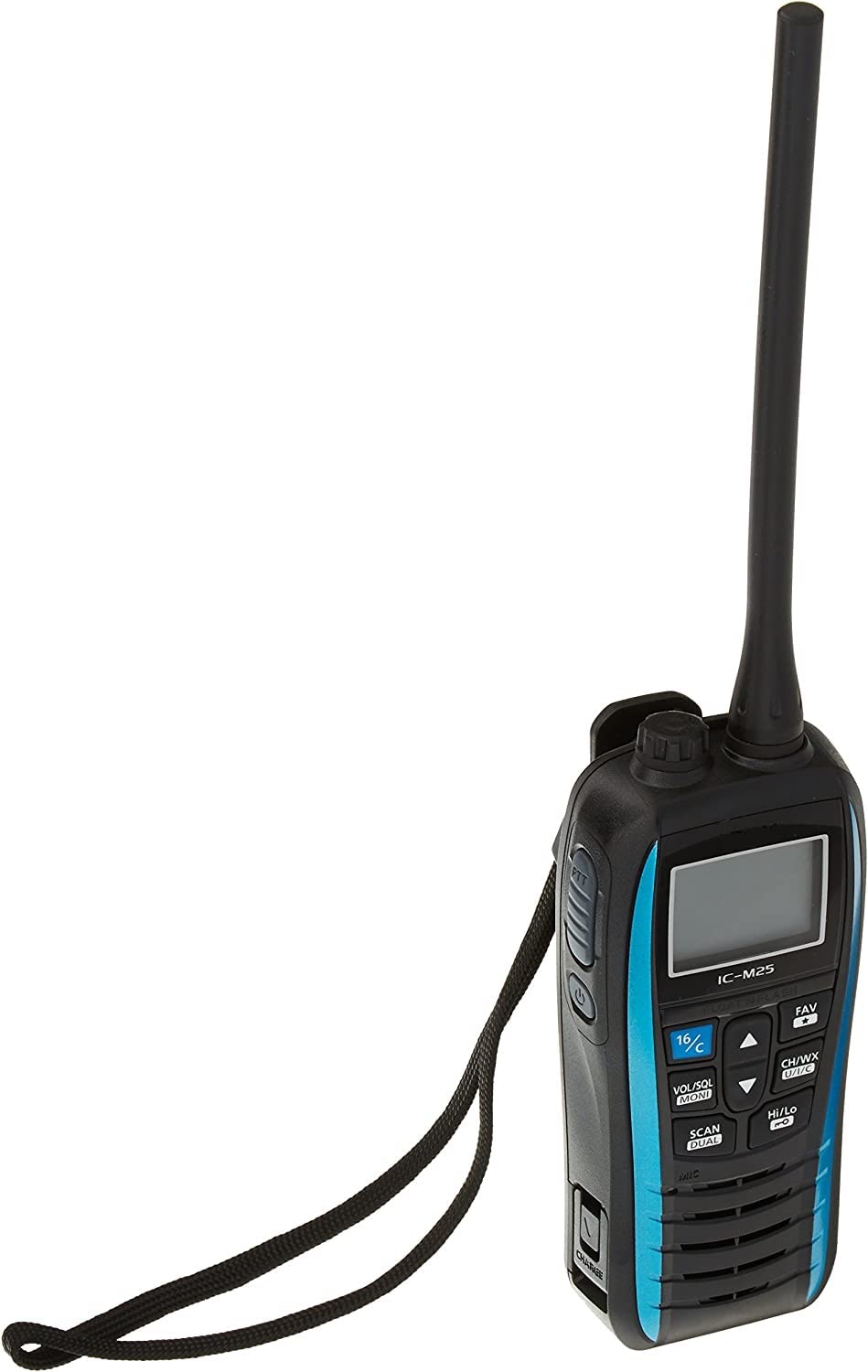 IC-M25 Marine Walkie Talkie Portable Two Way VHF Radio 5KM Waterproof Handheld Transceiver Analog 88 Channels 5W Output Watts Slim Body Full-Featured Floating Micro-USB Charging Port no Need License