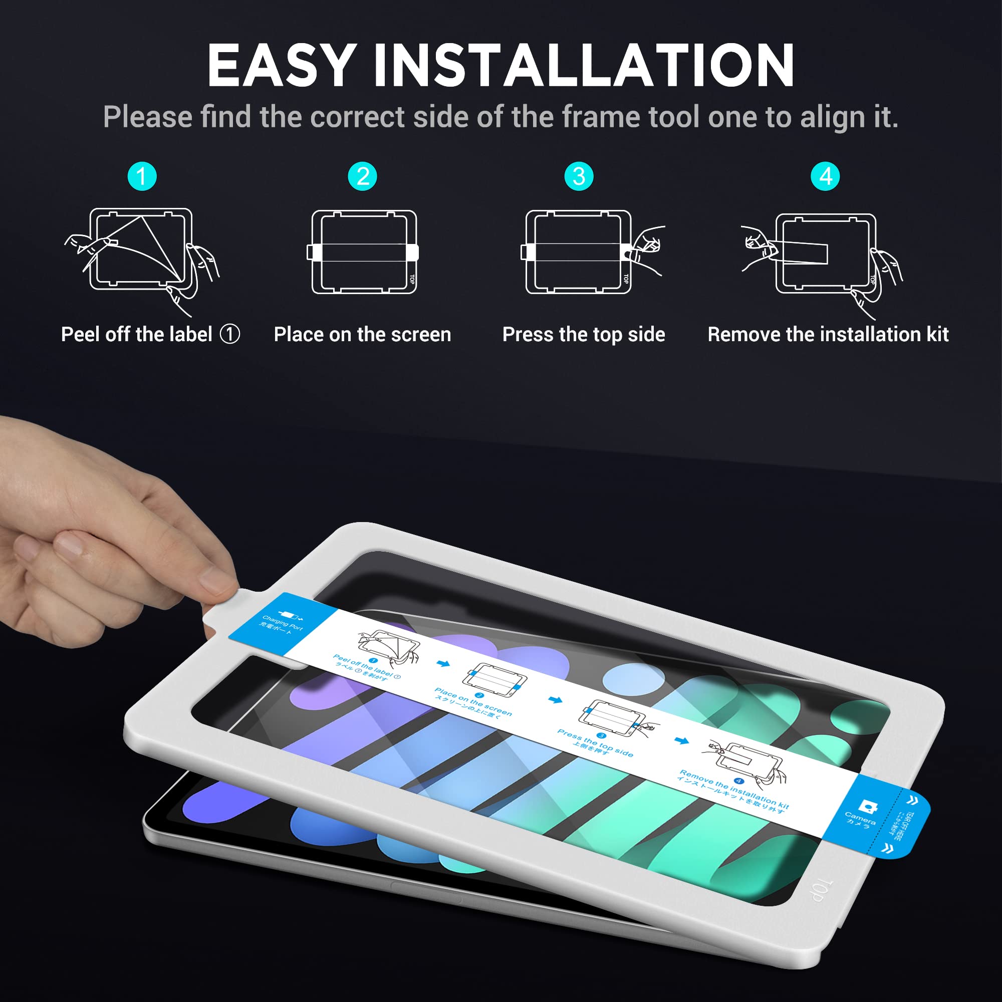 KingBlanc [1-Touch Installation Screen Protector for iPad mini 6th Generation (8.3-inch 2021) Tempered Glass Film with Auto Alignment Kit, 2.5D Round Edge, HD Clear, Scratch Resistant, Case Friendly