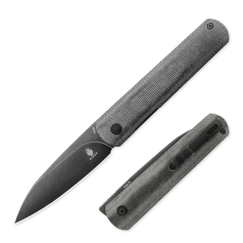 Kizer Feist(XL) Folding Pocket Knife 3.35 Inches 154CM Blade Steel EDC Knife Black Micarta Handle V4499C2