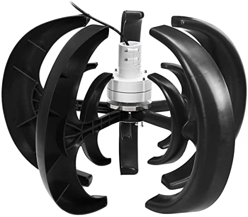 LiuSj JUnSt 12000W Black Lantern Wind Turbine Generator, Vertical Wind Turbine Generator Low Noise Low Wind Speed Start with Controller 5 Blades,220v