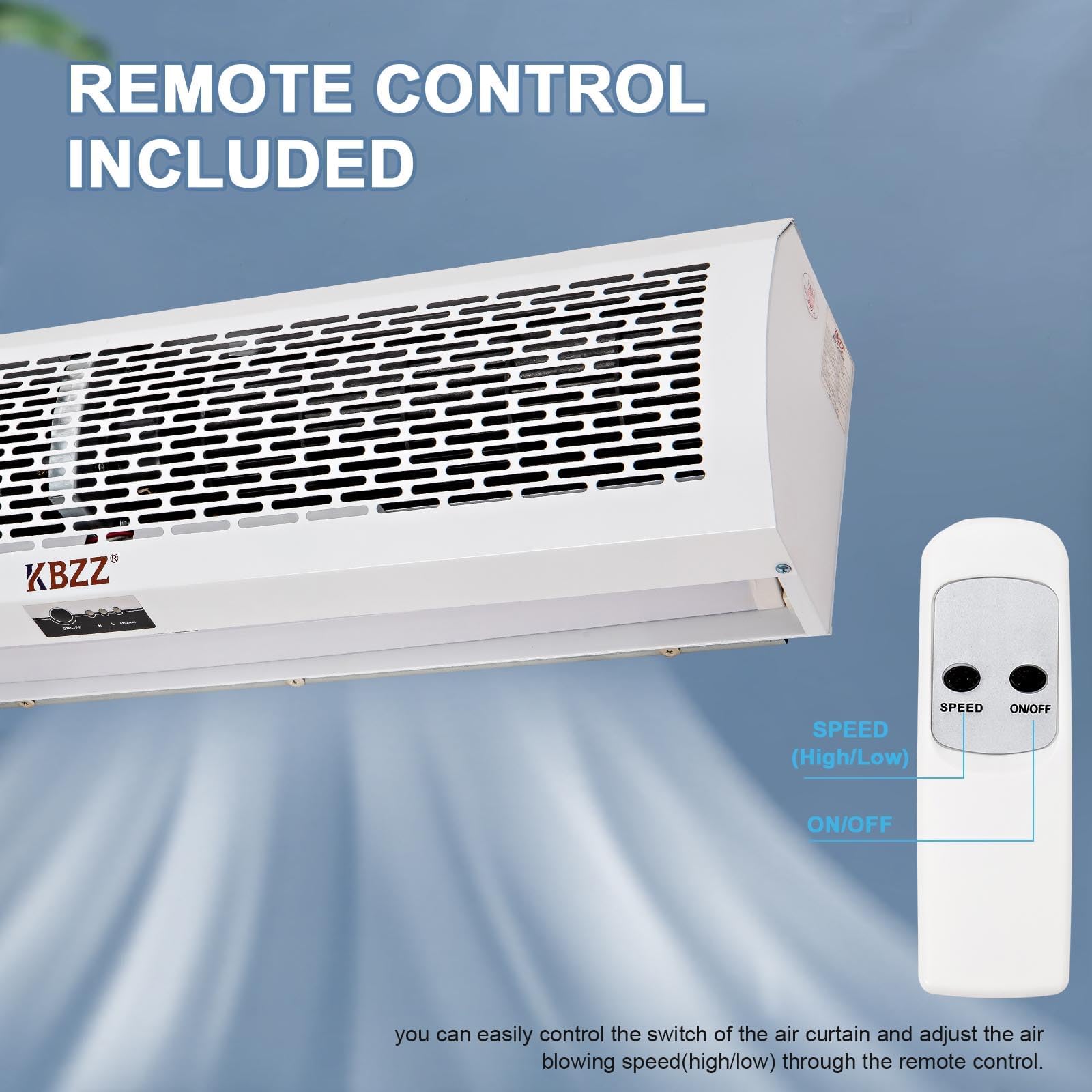 KBZZ 60 Inch White Air Curtain, Super Power 3 Speeds Commercial Indoor Household