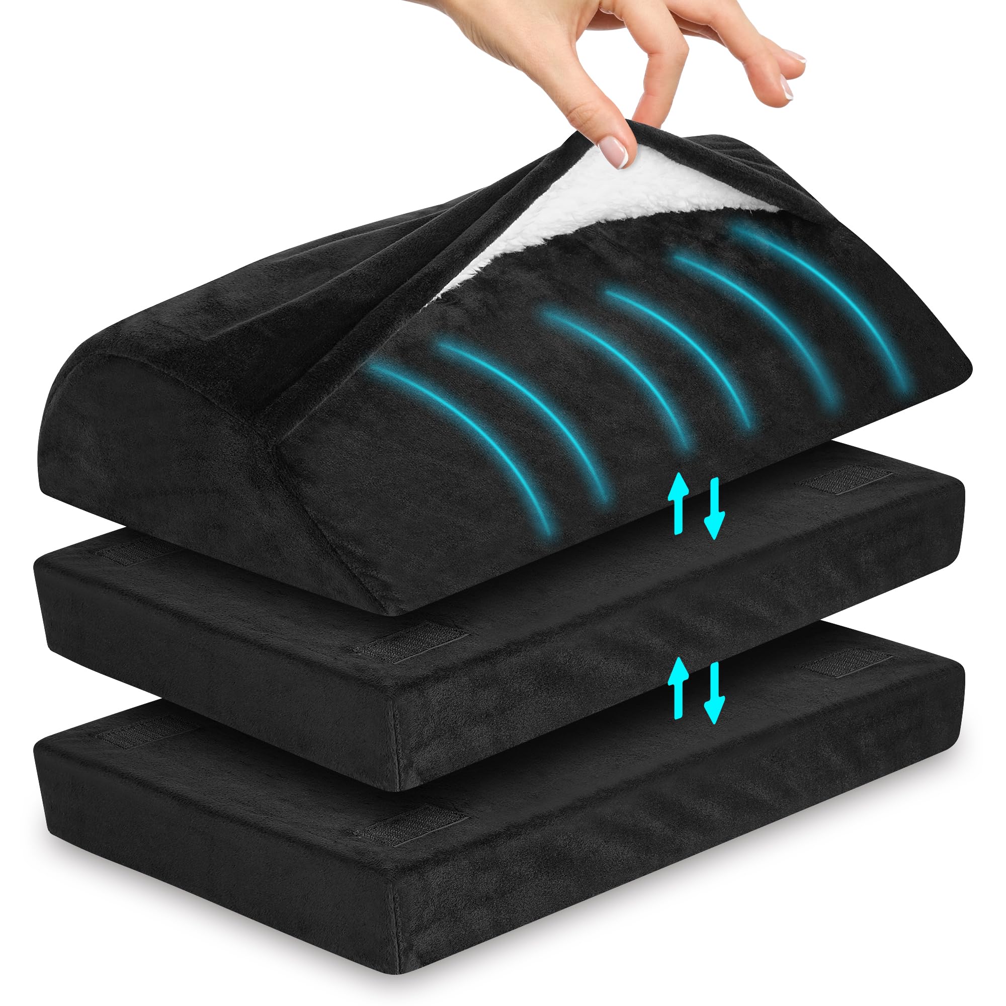 Foot Rest Under Desk, Siivton Stool with Wool Fleece Interlayer Leg Pillow Three-Tier Adjustable HeightFootrest Stool for Gaming, Work Rest and Office, Provides Warmth Reduce Back & Leg Pain Relief