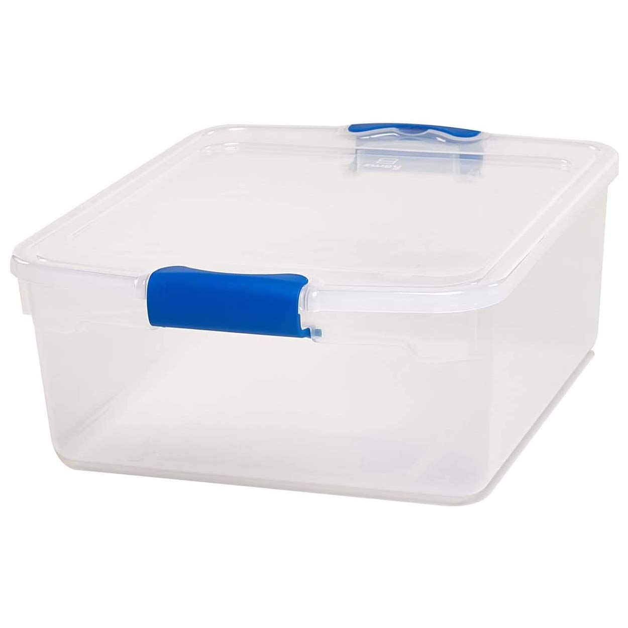 HOMZ Heavy Duty Modular Stackable Storage Bins, Containers with Latching Handles and Snap Lids for Home, Office, and Garage Organization, 15.5 Quart Capacity, Clear, 12 Pack