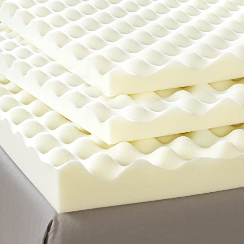 ZINUS 2 Inch Copper Cooling Memory Foam Mattress Topper with Airflow Design, King, White