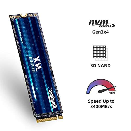 KingSpec 512GB M.2 PCIe SSD 2280, up to 3500MB/s, Internal M2 NVMe Gen 3 Hard Drive with 3D NAND Flash, Compatible with Laptop & PC Desktop