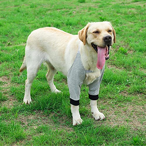 ROZKITCH Dog Surgery Recovery Sleeve for Front Legs, Pet Prevent Licking Wound Elbow Brace Protector, Dog Recovery Suit Cone Collar Alternative for Sprain ACL CCL Arthritis Grey 2XL
