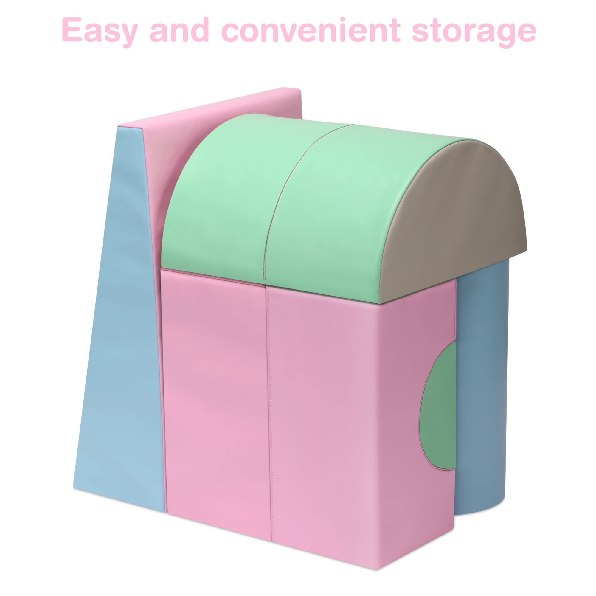 M HI-Mat Soft Climb and Crawl Activity Play Set,Safe Soft Foam Block for Preschoolers,Toddlers, Baby, Kids Crawl and Climb,Lightweight Foam Shapes for Climbing, Crawling and Sliding (Pink)