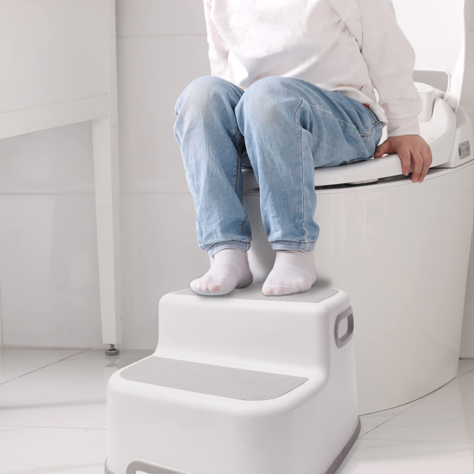 KuKuBeBi (2 Pack) Step Stool for Toddlers and Kids, Anti-Slip and Sturdy Two Step Stool for Kitchen and Bathroom Sink