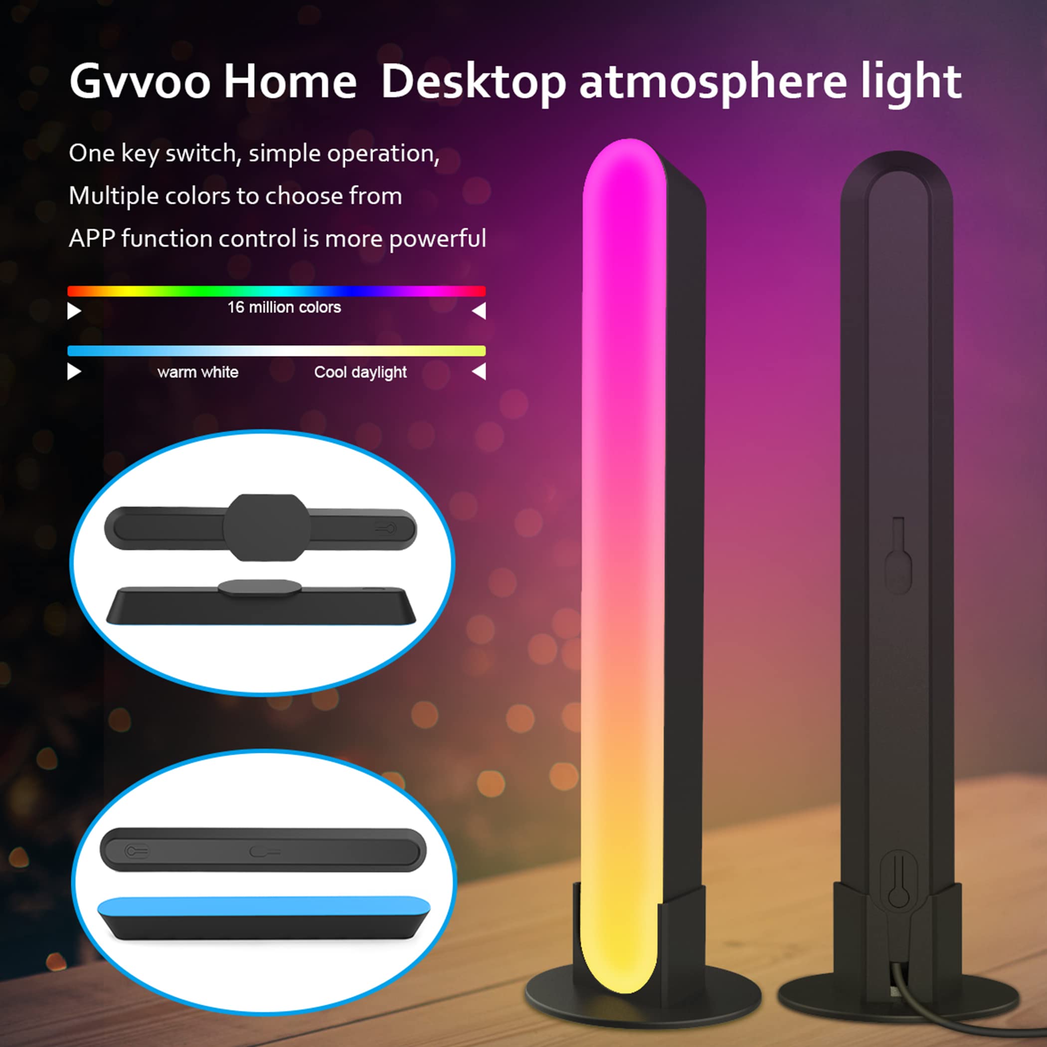 HOUANS Smart LED Light Bar - Ambient Light with Scene Mode and Music Mode, Cool Stuff for Your Room, Gaming, Party, PC, Room Decor