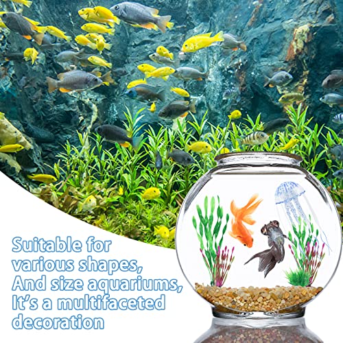 suruikei 8Pcs Fish Tank Decoration Set, Fishtank Diver Floating Decoration Aquarium Jellyfish Ornament Aquarium Artificial Plastic Plants Realistic for Various Kinds of Fish Tanks (H01)