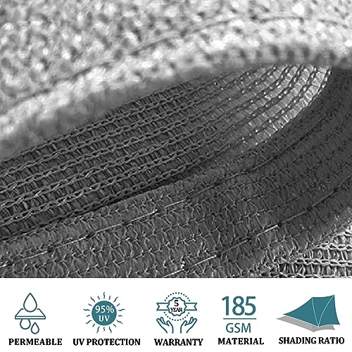 Shade&Beyond Sun Shade Sail Rectangle Canopy 8' x 12' Sail Shade Light Grey Sun Shades for Patios