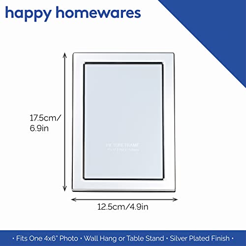 Quality Modern Silver Plated Contemporary 4" x 6" Single Picture Photo Frame Landscape or Portrait for Table - Black Velvet Backing
