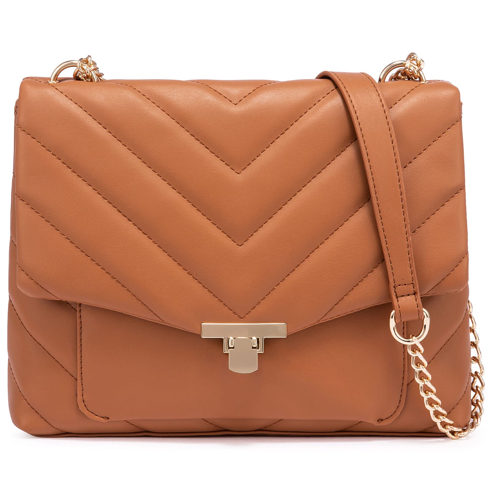 LOVEVOOK Crossbody Bags for Women Quilted Chain Purses with Shoulder Strap Small Leather Handbags