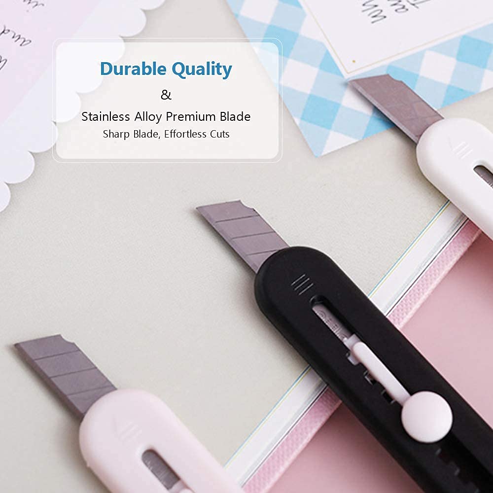 Leven Cute Retractable Box Cutters, 3 Utility Knife, Sharp Cartons Cardboard Cutter Razor Knife for Christmas, Smooth Mechanism Perfect for Office and Home Use