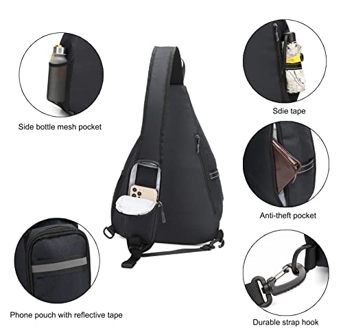 Shaelyka Lightweight Black Crossbody Bags for Men and Women, Medium Sling Bag