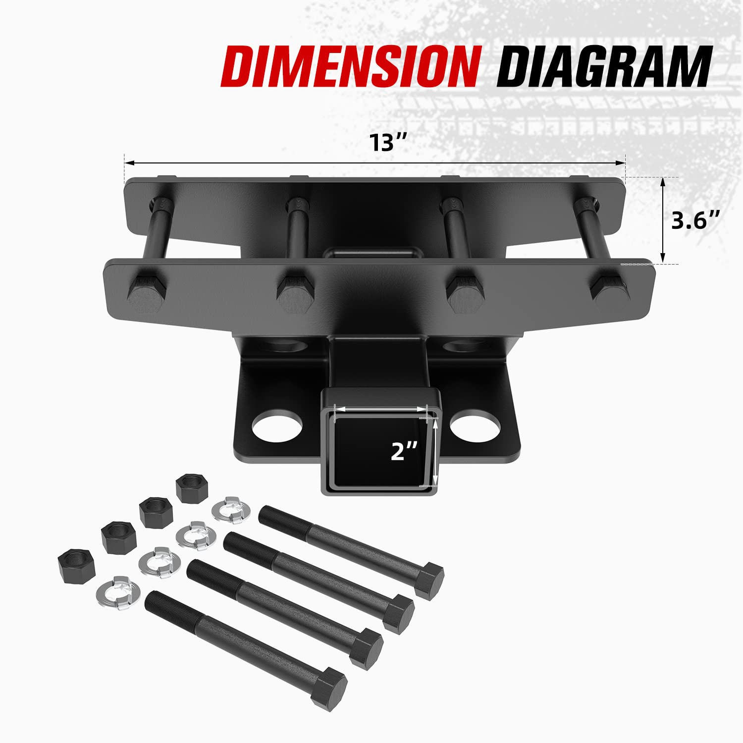 FieryRed Hitch Receiver Compatible with Jeep Wrangler JL 2018-2023 / JLU 2 Door & 4 Door,2'' Towing Rear JL Trailer Receiver Hitch