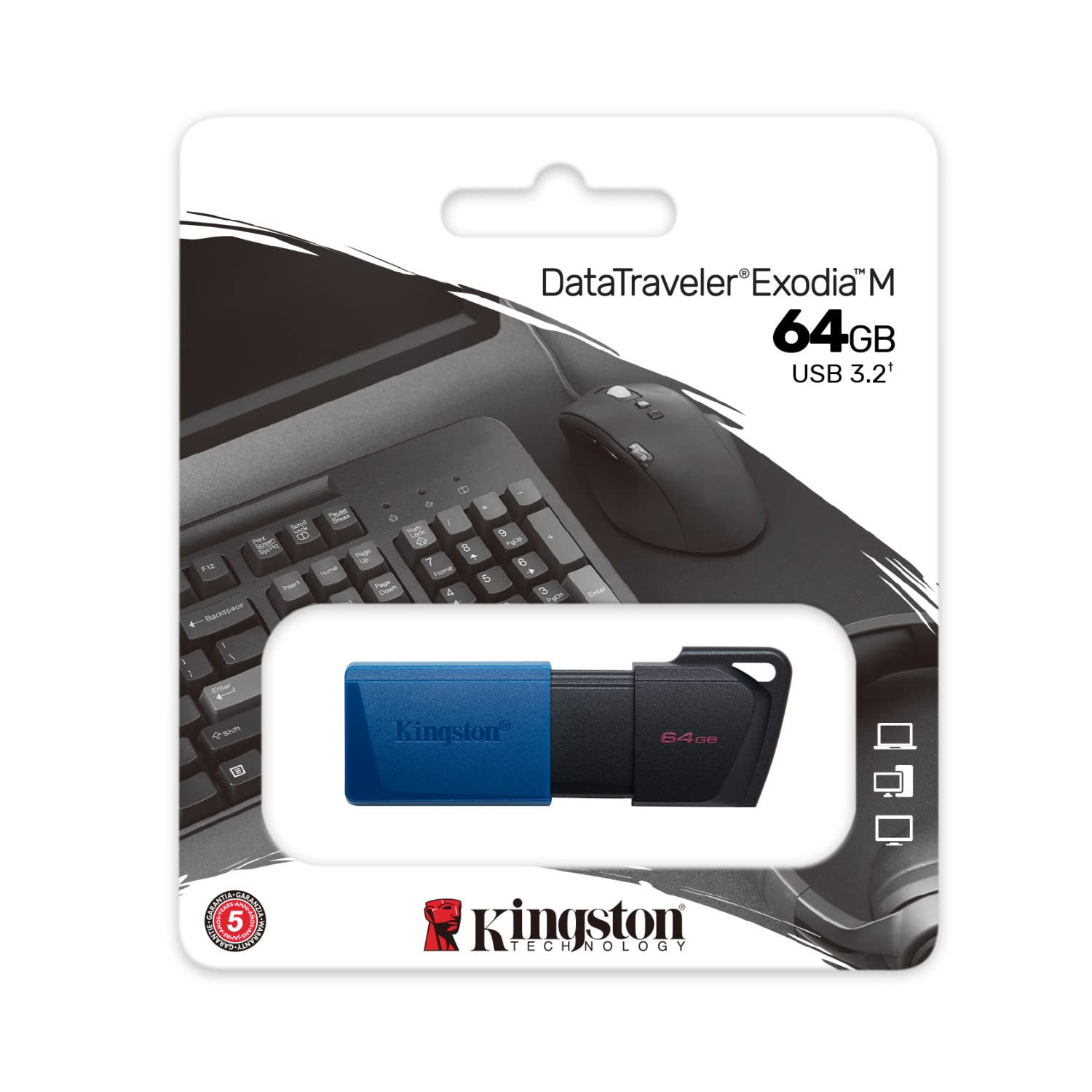 Kingston DataTraveler Exodia M 64GB USB 3.2 Flash Drive (20-Pack) Bundle with USB 3.0 to USB-C Adapter (21 Items)