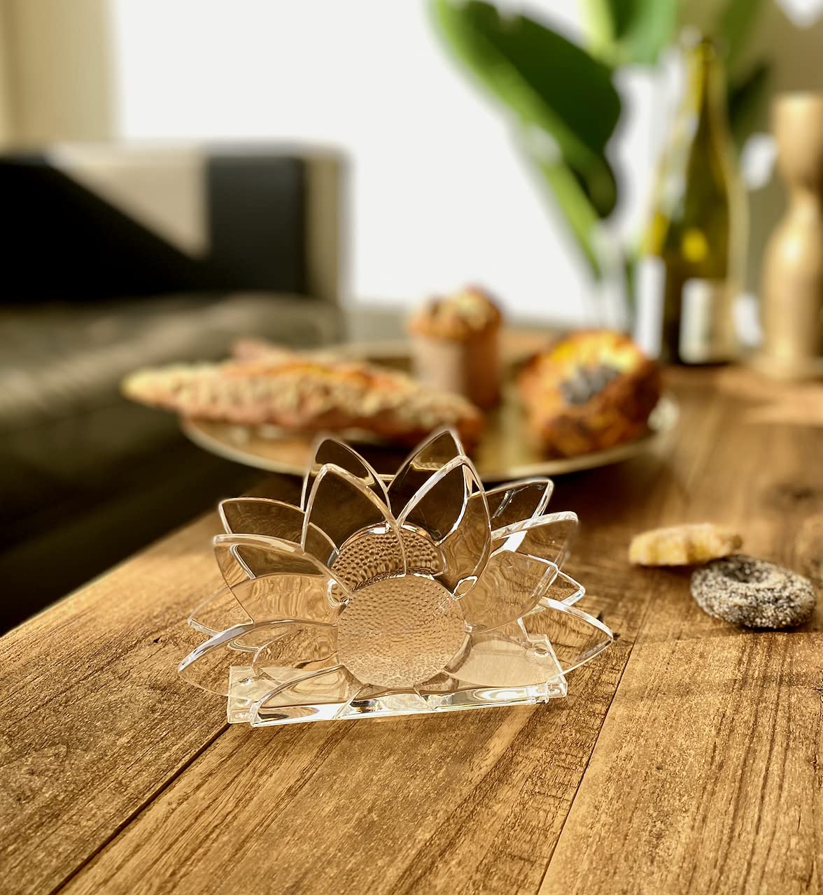 KLIFA- SUNFLOWER Acrylic Napkin Holder, Freestanding Tissue Dispenser, Countertop, Clear