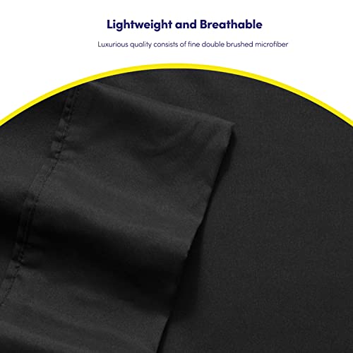 Queen Sheets Black - 6 Piece 1500 Supreme Collection Fine Brushed Microfiber Deep Pocket Queen Sheet Set Bedding - 2 Extra Pillow Cases, Great Value, Queen, Black