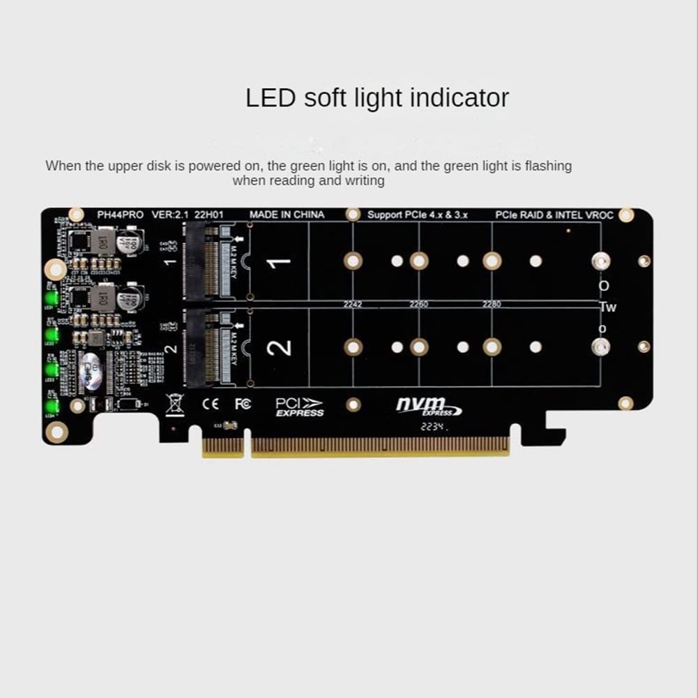 PCIE 4.0 -Disk PCIeX16 to M.2 M-Key NVME SSD Expansion Card,Supports 4 NVMe M.2 M Key 2280 SSD