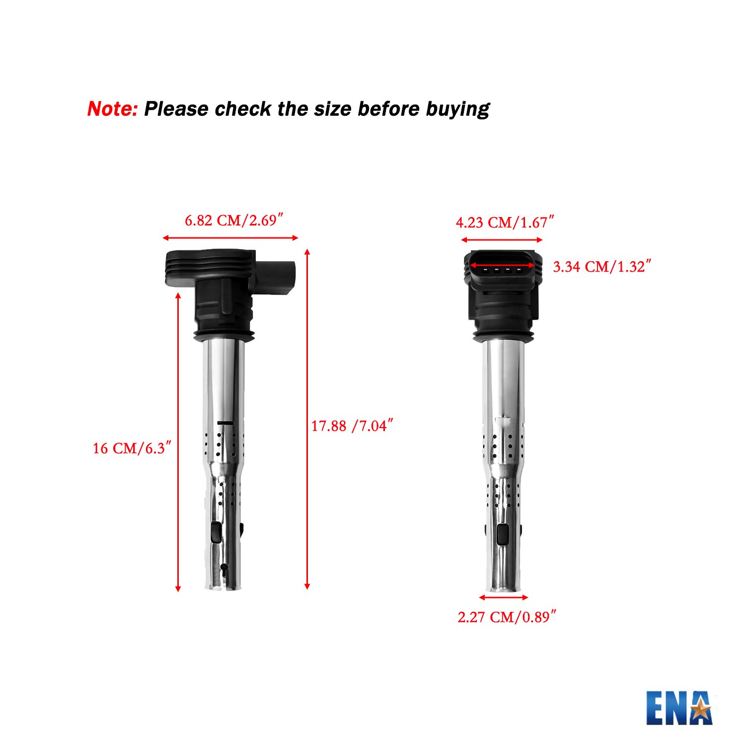 ENA Set of 4 Ignition Coil Pack 2005 2006 2007 2008 2009 2010 2011 2012 Compatible with Volkswagen VW Jetta Rabbit Beetle Passat Golf Tiguan A3 A4 A5 A6 Q5 TT 2.5L L5 Coils for 07K905715A UF575