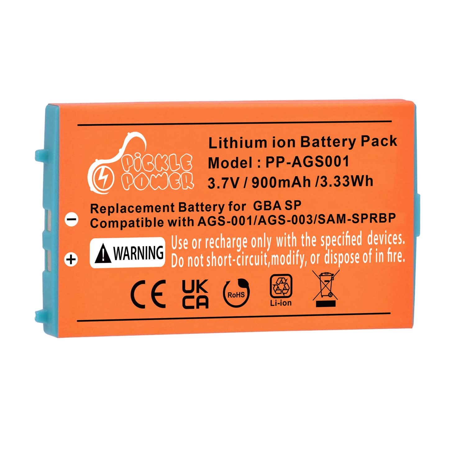GBA SP Battery Replacement, Pickle Power 900mAh Rechargeable Lithium-ion Battery with Tool Kit Compatible With Nintendo Gameboy Advance SP Battery