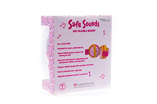 Gabba Goods Kids Safe Sound Adjustable, Foldable 3.5mm Wired Over Ear Headphones with Printed Design