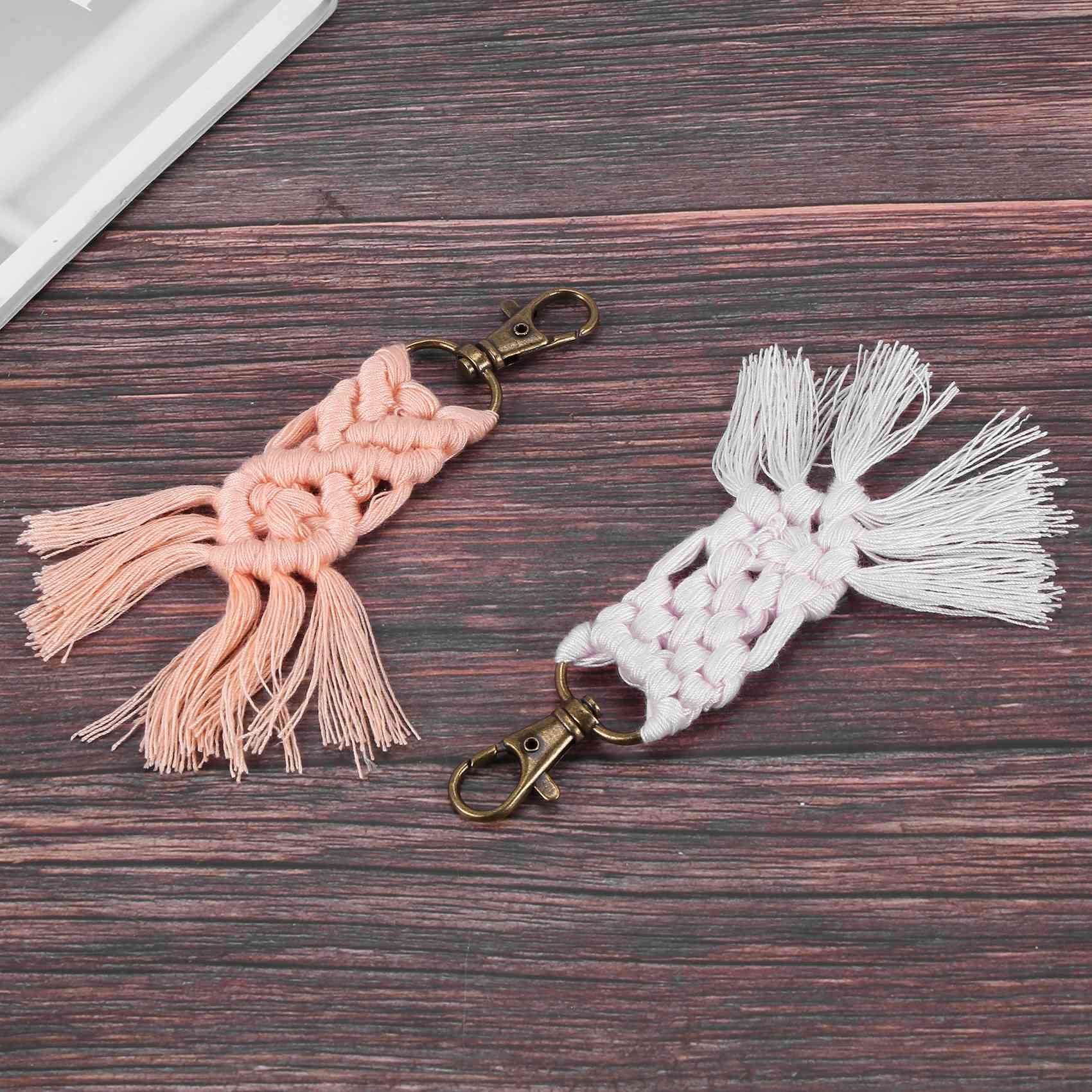 Laiaouay 11 Pcs Macrame Keychains Boho Woven Key with Tassels for Car Key Bag Pendant Purse Charm Unique Gift, Multicolor, 2.5 x 13cm