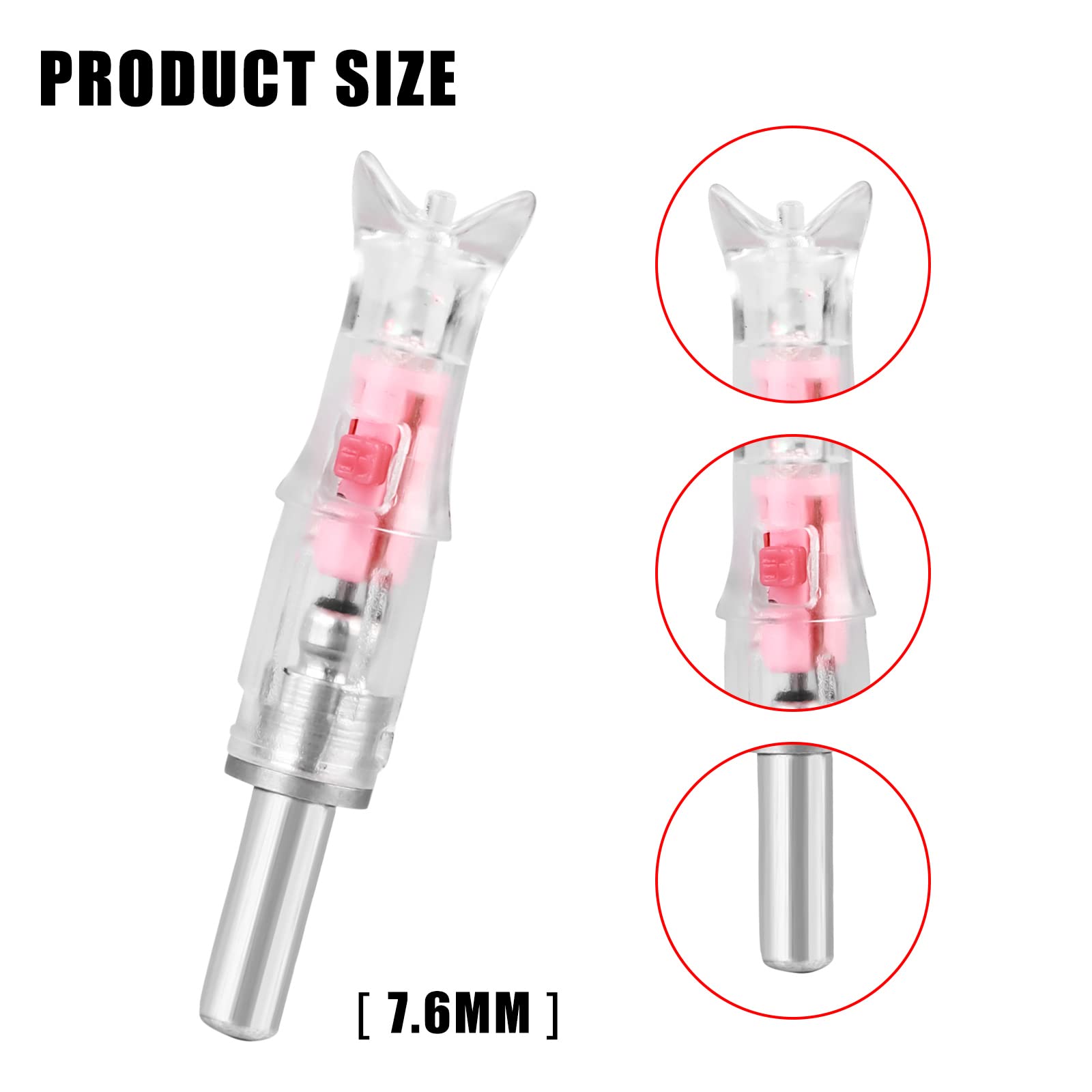 HPX Lighted Nocks for Arrows - Lighted Nocks 6 Pack Lighted Archery Nocks with 0.300"/ 7.62mm Inside Diameter for Archery Hunting (Colorful Pack of 6)